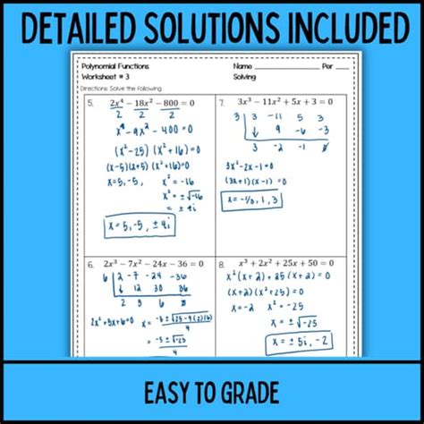 Solving Polynomial Functions Worksheet Coloring Activity By Vps Classroom