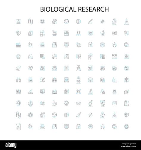 Biological Research Icons Signs Outline Symbols Concept Linear Illustration Line Collection