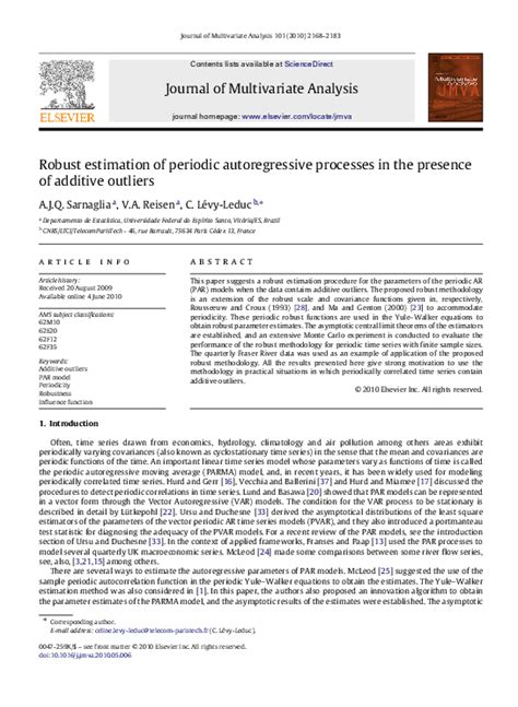 Pdf Robust Estimation Of Periodic Autoregressive Processes In The Presence Of Additive
