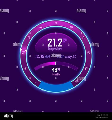 Thermostat Smart Thermometer And Temperature Control Dial Vector Digital Electronic Panel Of