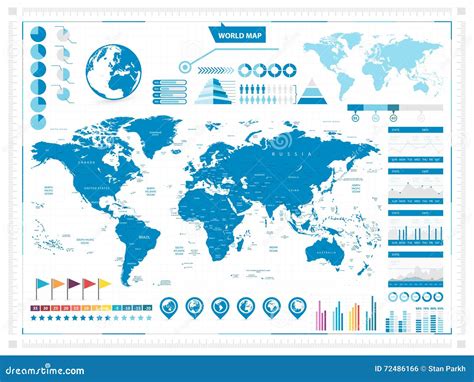 World Map And Infograpchic Elements Stock Vector Illustration Of East
