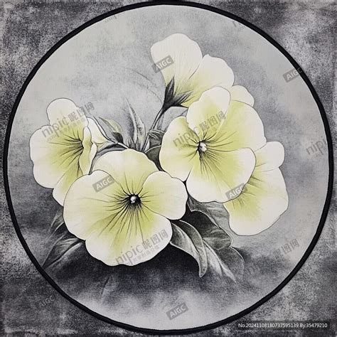 AI创作图手绘工笔兰花圆形镜心 百合花圆型装饰画 圆形花卉装饰画 木槿圆形装饰画 兰花圆形装饰画 手绘花鸟圆形挂画 花朵圆形装饰画 圆形手绘
