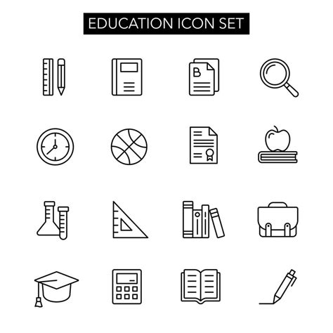 Education Icon Set In Simple Outline Style Suitable For Design Element Of School And Collage