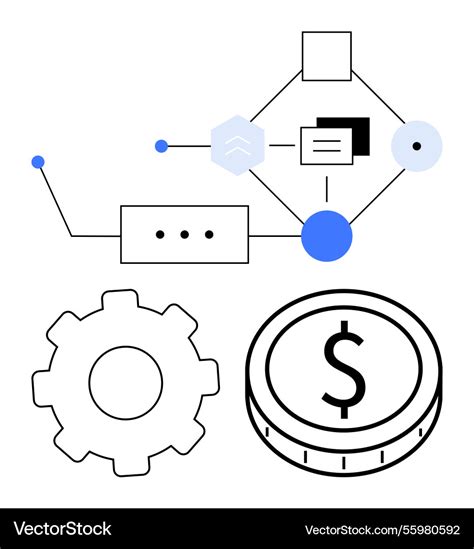 Process Flowchart With Gears Connections Vector Image