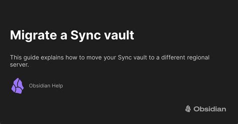 migrate a sync vault obsidian help