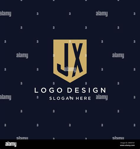 Jx Monogram Initials Logo Design With Shield Icon Template Stock Vector