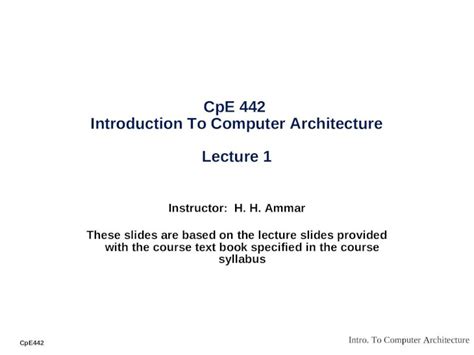 Ppt Cpe442 Intro To Computer Architecture Cpe 442 Introduction To