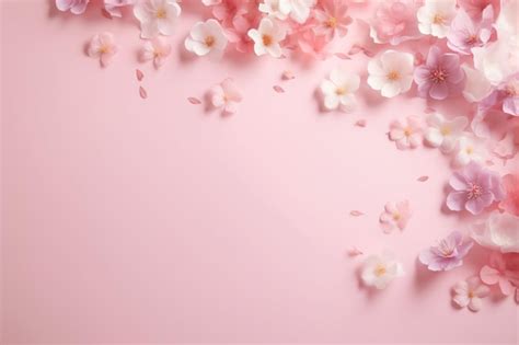 분홍색 배경에 분홍색과 흰색 꽃 프리미엄 사진