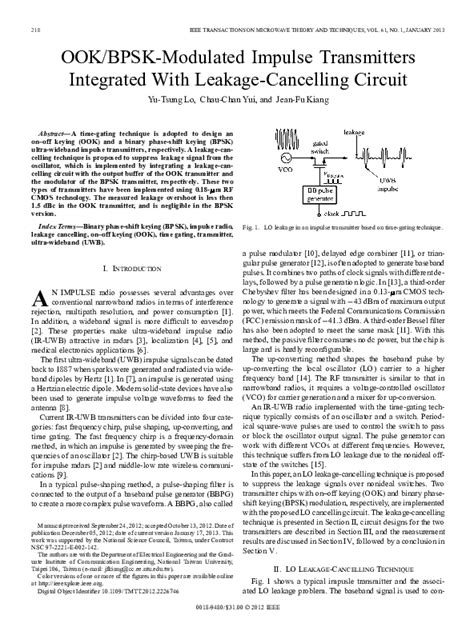Pdf Ookbpsk Modulated Impulse Transmitters Integrated With Leakage