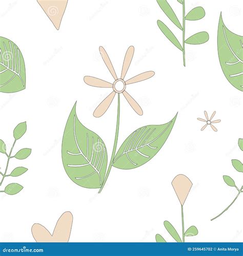 Pink Color Floral And Leaf Shape Seamless Pattern Stock Illustration