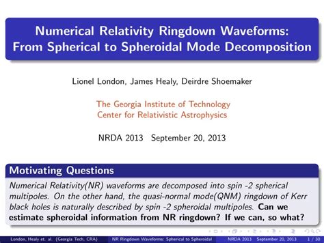 Ppt Numerical Relativity Ringdown Waveforms From Spherical To