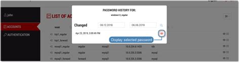 Displaying Passwords History — Fudo Pam 44 User Portal Documentation