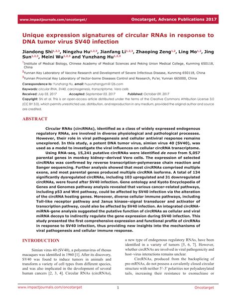 Pdf Unique Expression Signatures Of Circular Rnas In Response To Dna