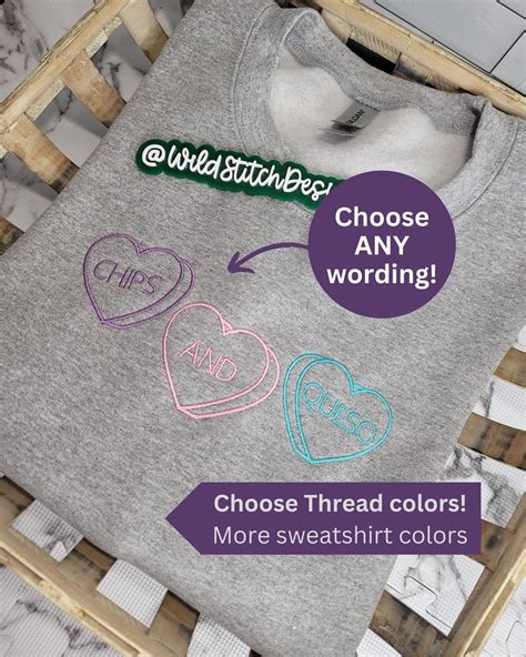 Custom Candy Hearts Sweatshirt Embroidered Valentines Sweatshirt
