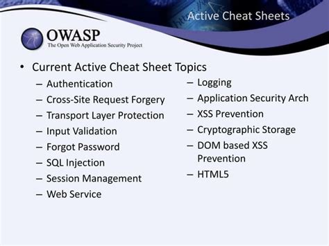 Owasp Indy Q2 2012 Cheat Sheet Overview Ppt