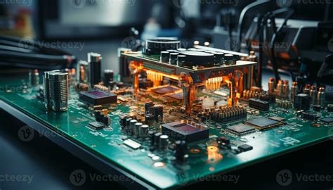 Ai Generated Computer Chip Circuit Board And Motherboard Soldered For