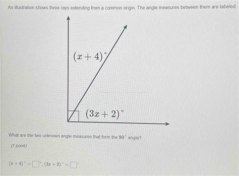 solved an illustration shows three rays extending from a common origin