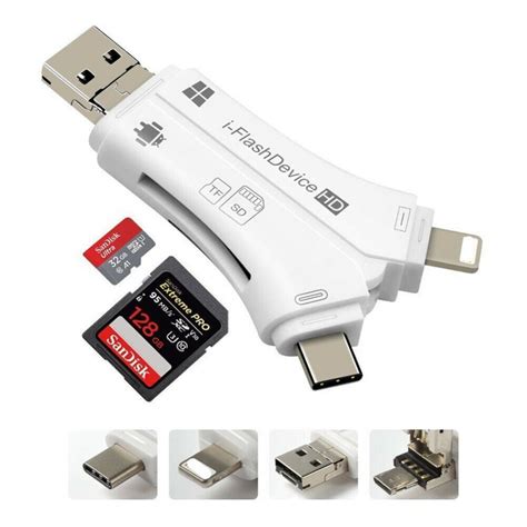 4 In 1 IFlash Drive USB Micro SD TF Card Reader Adapter For IPhone Android IPad Walmart Com