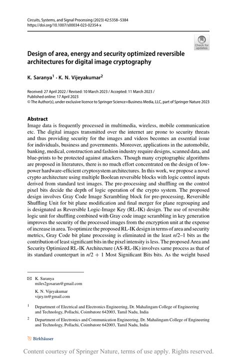 Design Of Area Energy And Security Optimized Reversible Architectures For Digital Image