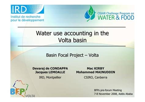 Water Use Accounting In The Volta Basin Ppt