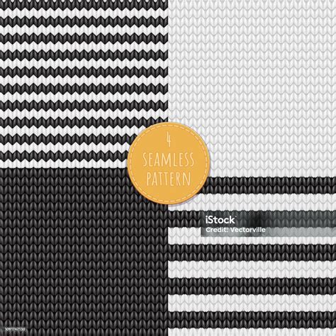 뜨개질 패턴 장식 원활한 4 세트를 스트라이프 합니다 컬렉션 무료 Repeatablle 그림을 벡터 Realictic 플랫 니트