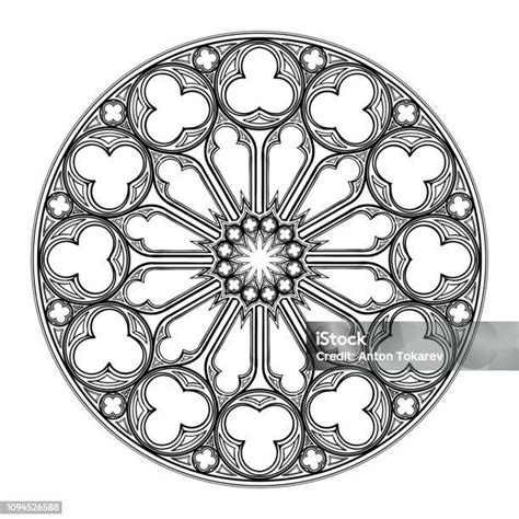 고딕 장미 창입니다 중세 유럽 예술에서 인기 있는 건축 장식 스테인드글라스에 대한 스톡 벡터 아트 및 기타 이미지 스테인드글라스 고딕 양식 교회 Istock