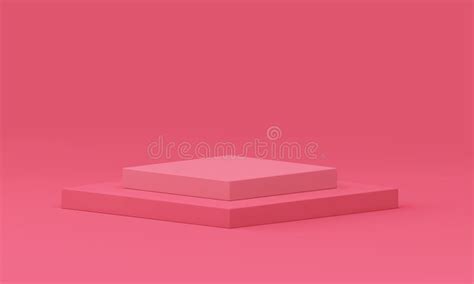 Pink Squared 3d Podium Advertising Foundation Geometric Level Construction Realistic Vector