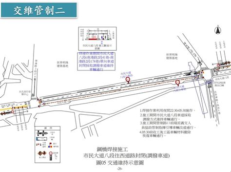 臺北市政府工務局新建工程處 新聞稿 配合南港立體連通空橋工程預計自112年5月10日至7月20日分階段於夜間封閉市民大道八段施工屆時請用