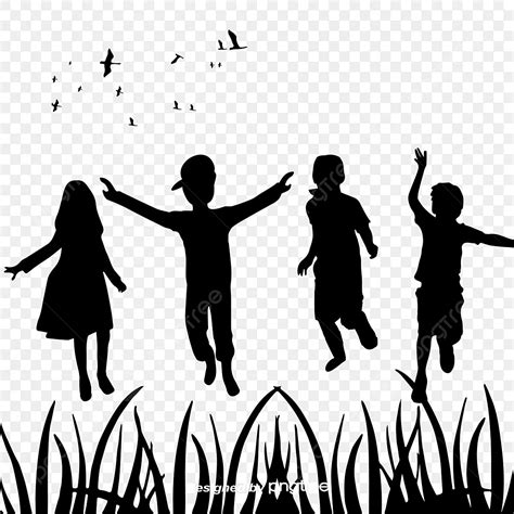 어린이 활동 실루엣 흑인과 백인 어린이 요소 Png 일러스트 및 벡터 에 대한 무료 다운로드 Pngtree