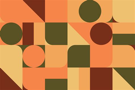 직사각형 사각형 및 원이 있는 벡터 배경의 기하학적 추상 바우하우스 기하학적 패턴 배경 주제에 대한 스톡 벡터 아트 및 기타