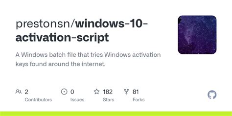 Github Prestonsnwindows 10 Activation Script A Windows Batch File