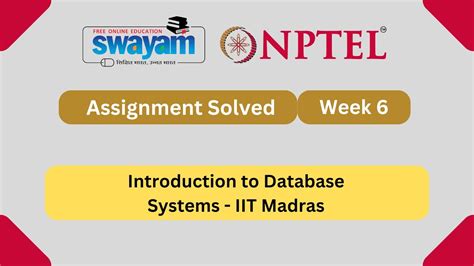 introduction to database systems week 6 nptel answers 2025 nptel nptel2025 myswayam youtube