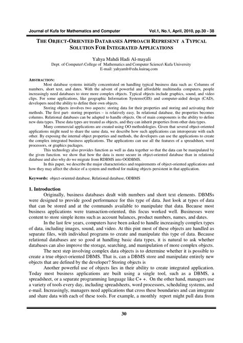 Pdf The Object Oriented Databases Approach Represent A Typical