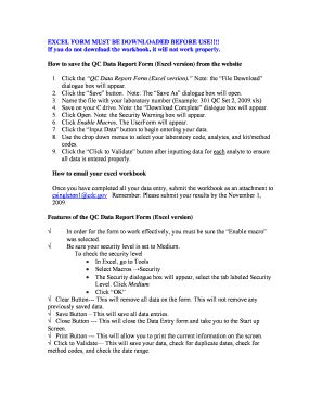 Fillable Online Cdc Qc Report Format In Excel Fax Email Print PdfFiller