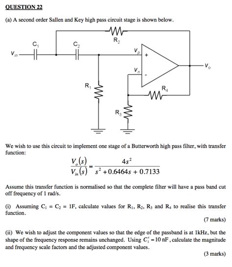 A Second Order Sallen And Key High Pass Circuit Stage
