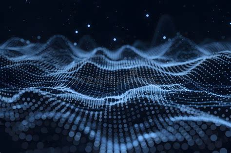 Abstract Blue Digital Wave Particle Background Modern Technology Design Futuristic Network Data