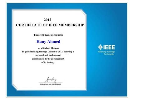 Certificate Of Ieee Membership