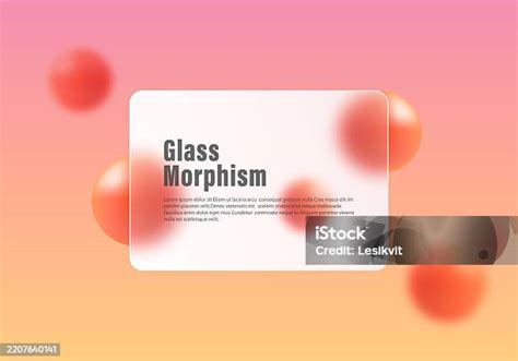 Morphism 스타일의 유리 배경 웹사이트 랜딩 페이지 템플릿 패널과 3d 부상 구가 있는 그라데이션 배경 0명에 대한 스톡 벡터 아트 및 기타 이미지 Istock