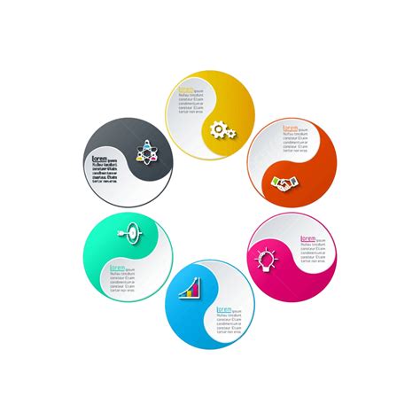 Six Circles With Business Icon Infographics Technology Silhouette