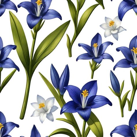 Gentian Vector Set White Background Isolated A High Quality Premium