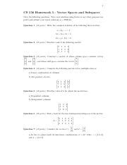 Homework Assignment On Vector Spaces And Subspaces Course Hero
