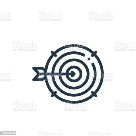 흰색 배경에서 격리된 대상 벡터 아이콘입니다 개요 웹 사이트 디자인 및 모바일 응용 프로그램 개발을위한 얇은 라인 대상 아이콘 얇은 선 대상 윤곽선 아이콘 벡터