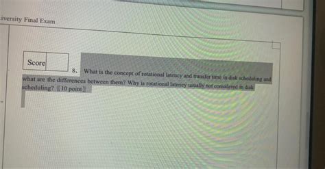 Solved What Is The Concept Of Rotational Latency And