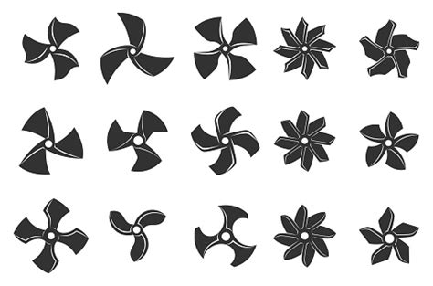 프로펠러 나사 아이콘 세트 엔진 또는 모터 이미지 공기 팬 쿨러의 유형 흰색 배경에 격리된 벡터 그림 건강관리와 의술에 대한 스톡 벡터 아트 및 기타 이미지 Istock