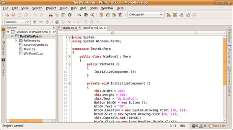 Windows Ce Programming Blog Archive Screenshot Testwinform Winform1cs Monodevelop