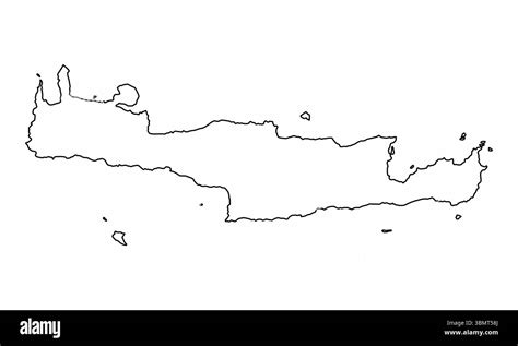 Crete Island Outline Map Isolated On White Background Greece Stock
