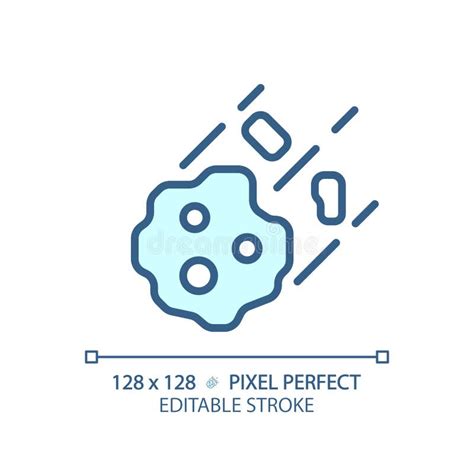 asteroid pixel perfect light blue icon stock vector illustration of