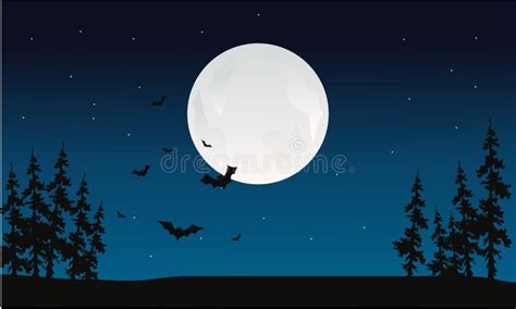 Luna Llena De Halloween Y Silueta Del Palo Ilustración Del Vector