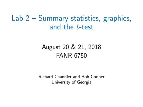 t tests in r lab slides for uga course fanr 6750 ppt