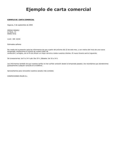 Ejemplos De Carta Comercial Cartasymodelos UDocz